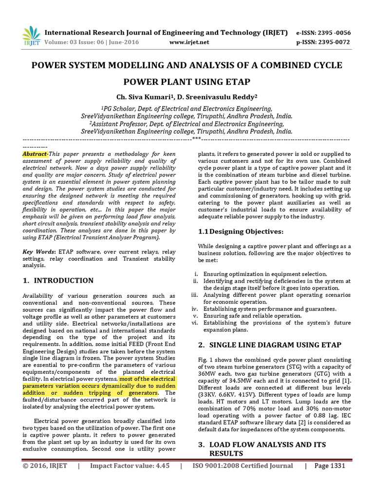 Power System Modelling and Analysis of A | PDF | Power Station ...