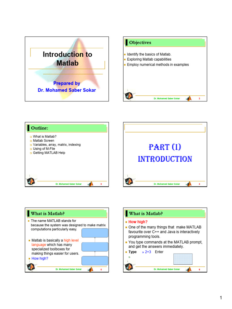Introduction To Matlab Lec 1 SOKAR | PDF | Matlab | Computer Programming