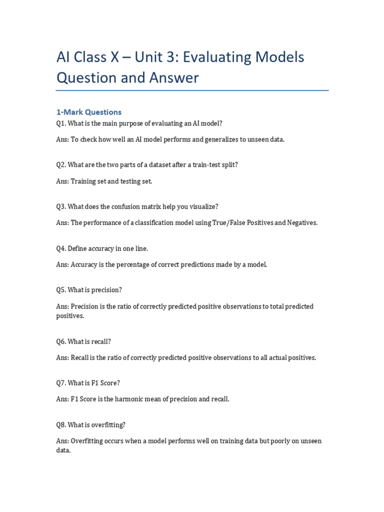 Evaluating AI Model Performance | PDF | Accuracy And Precision ...