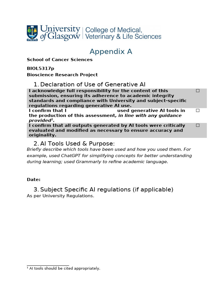 BIOL5317p AI Declaration | PDF