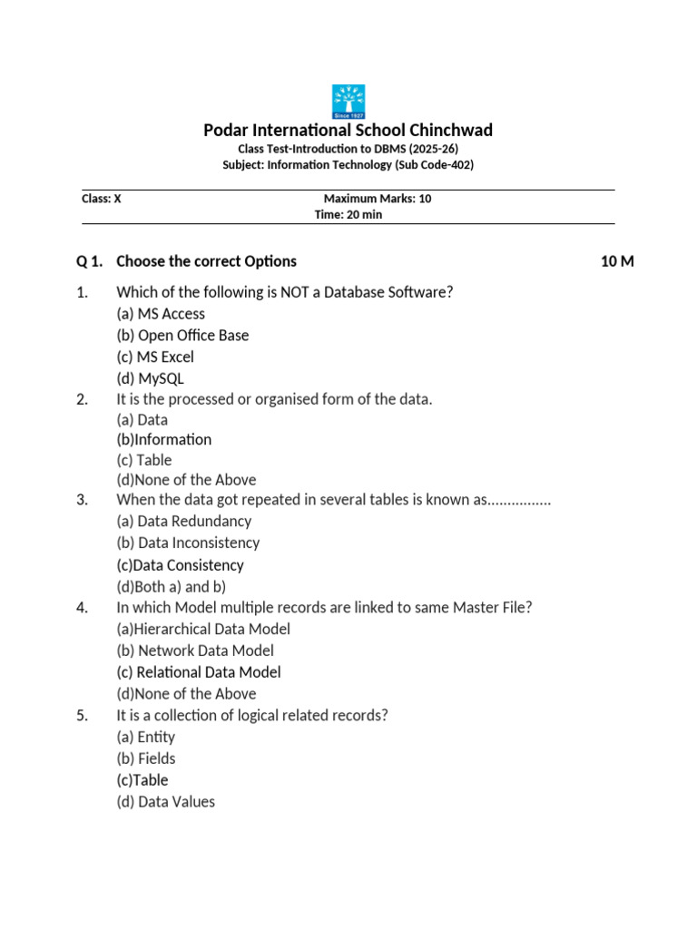1751882801700.class Test 2 - Ch.8 DBMS | PDF