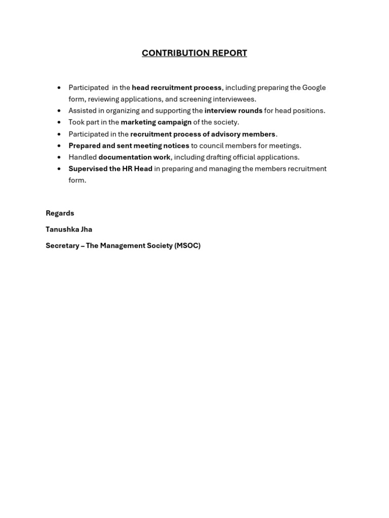 Contribution Report | PDF