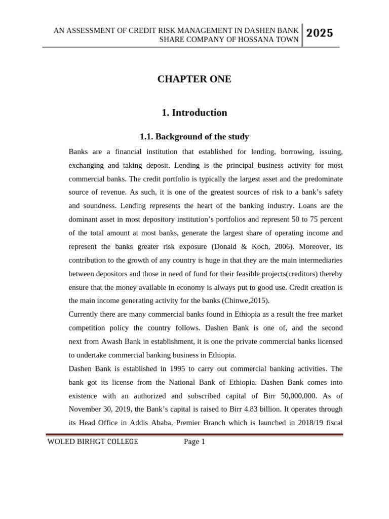 Meskerem Lamma Reserch | PDF | Risk | Banks