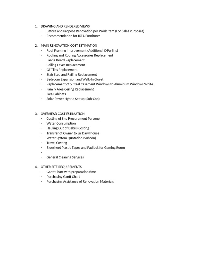 Site Requirements - Taguig Renovation | PDF