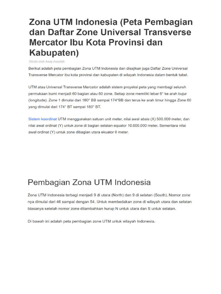 Utm Zone | PDF