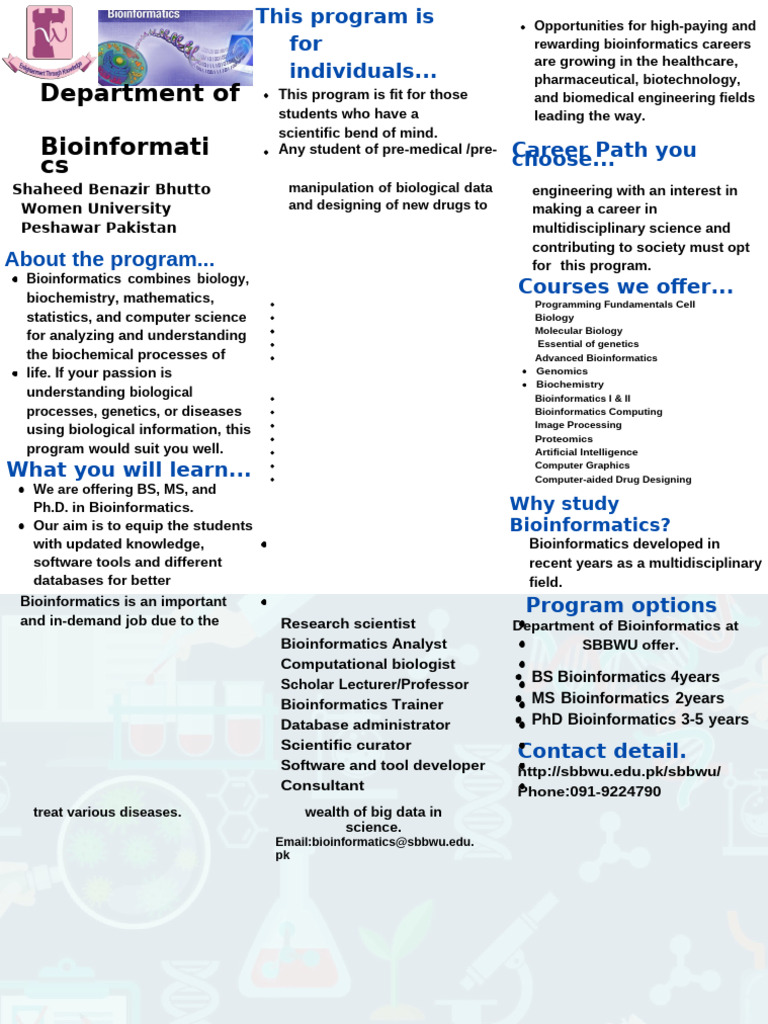Bioinformatics Degree Programs at SBBWU | PDF | Bioinformatics ...