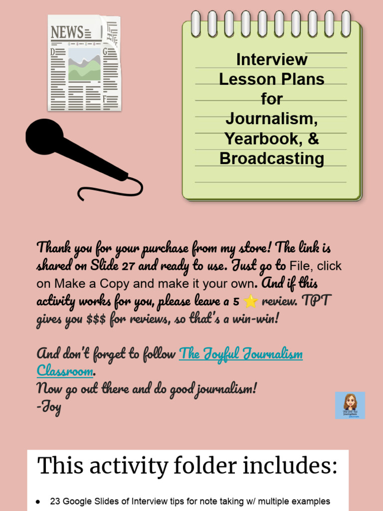 5 - Interview Lesson Plans For Journalism, Yearbook, & Broadcasting CTE ...