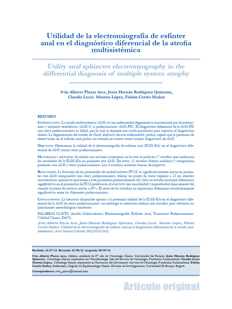 Utilidad de La Electromiografía de Esfínter Anal en El Diagnóstico ...
