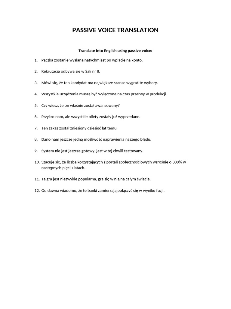 Passive Voice Translation | PDF