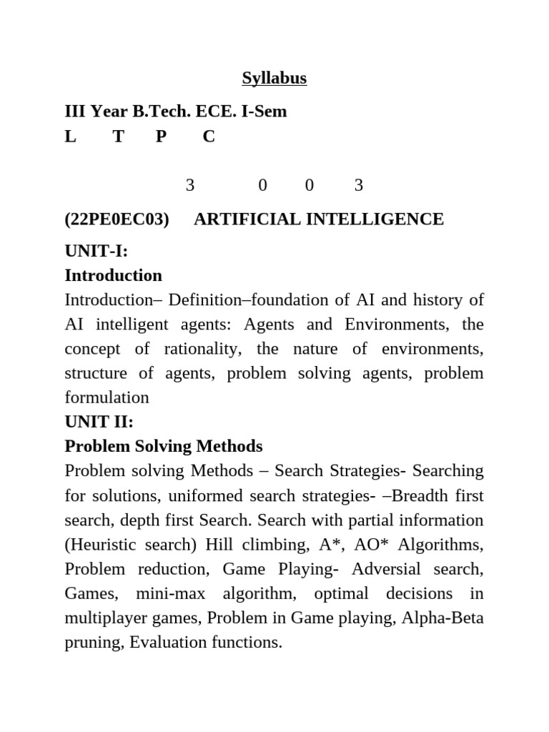 B.Tech ECE AI Syllabus Overview | PDF