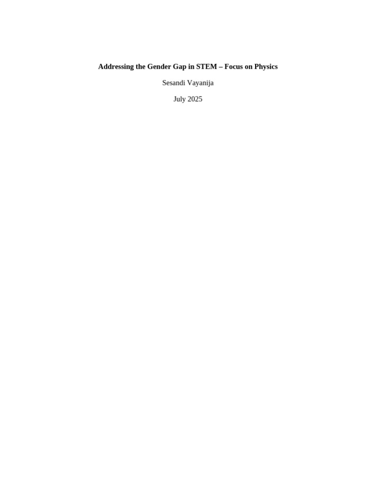 Expanded Gender Gap Stem Report Pdf Science Technology 1488