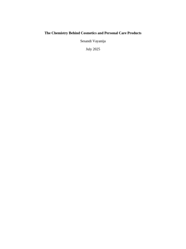 Chemistry of Cosmetics Explained | PDF | Cosmetics | Emulsion