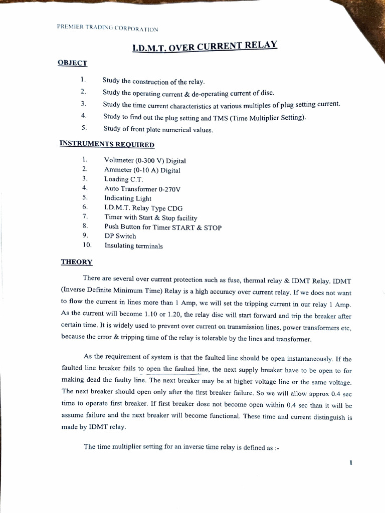 Idmt Relay | PDF | Relay | Electronic Engineering