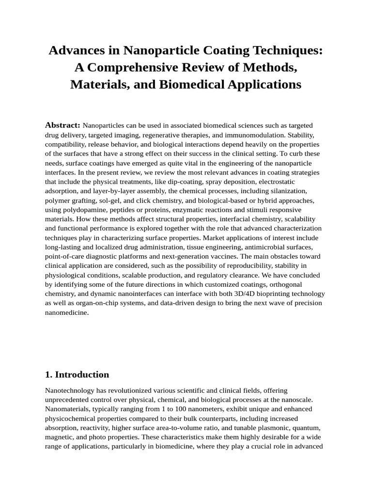 Nanoparticle Coating Techniques Review | PDF | Nanoparticle | Physical ...