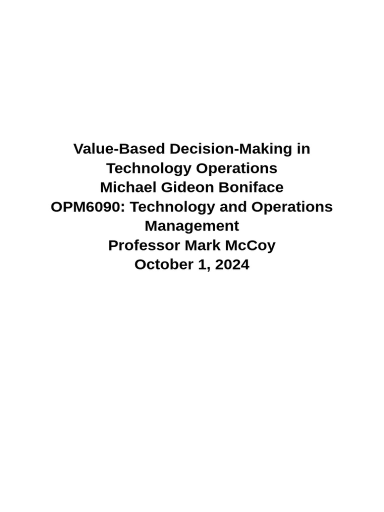 Value-Based Decision-Making in Operations | PDF | Lean Manufacturing ...