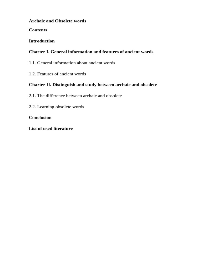 Archaic and Obsolete Words Explained | PDF | Thou | Linguistics