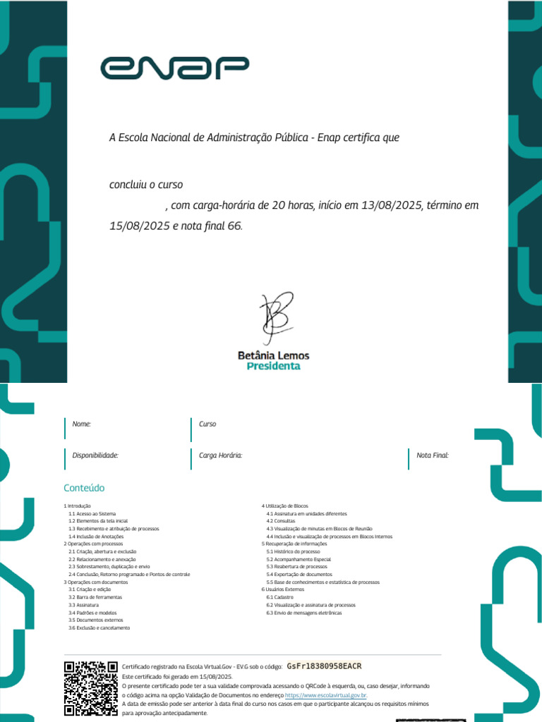 Certificado de Curso SEI! USAR - Gabriel Reis | PDF | Informática