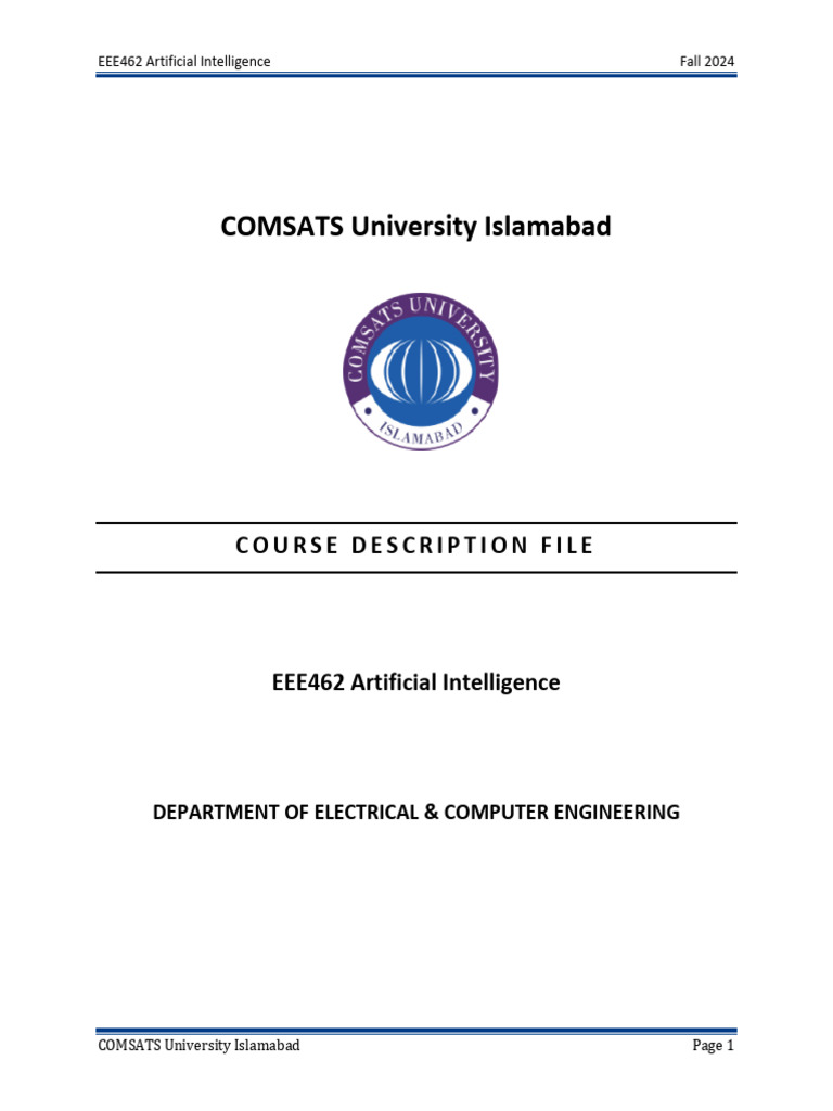 CDF EEE462 Artificial Intelligence-1 | PDF | Artificial Intelligence ...