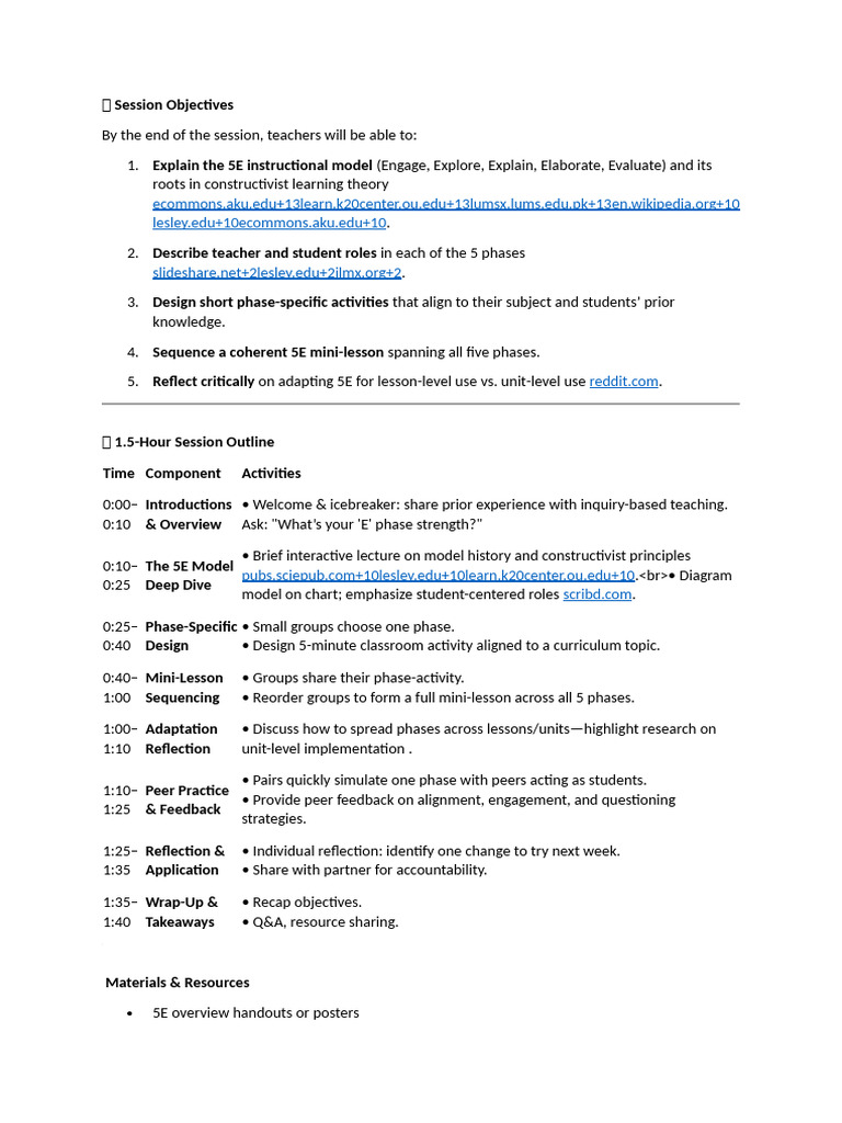 Session Objectives 5-E Model | PDF | Constructivism (Philosophy Of ...