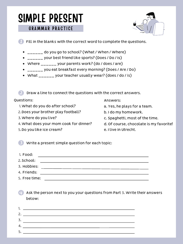 Present Simple Questions Worksheet | PDF