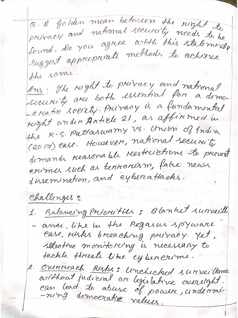 Right To Privacy and National Security | PDF