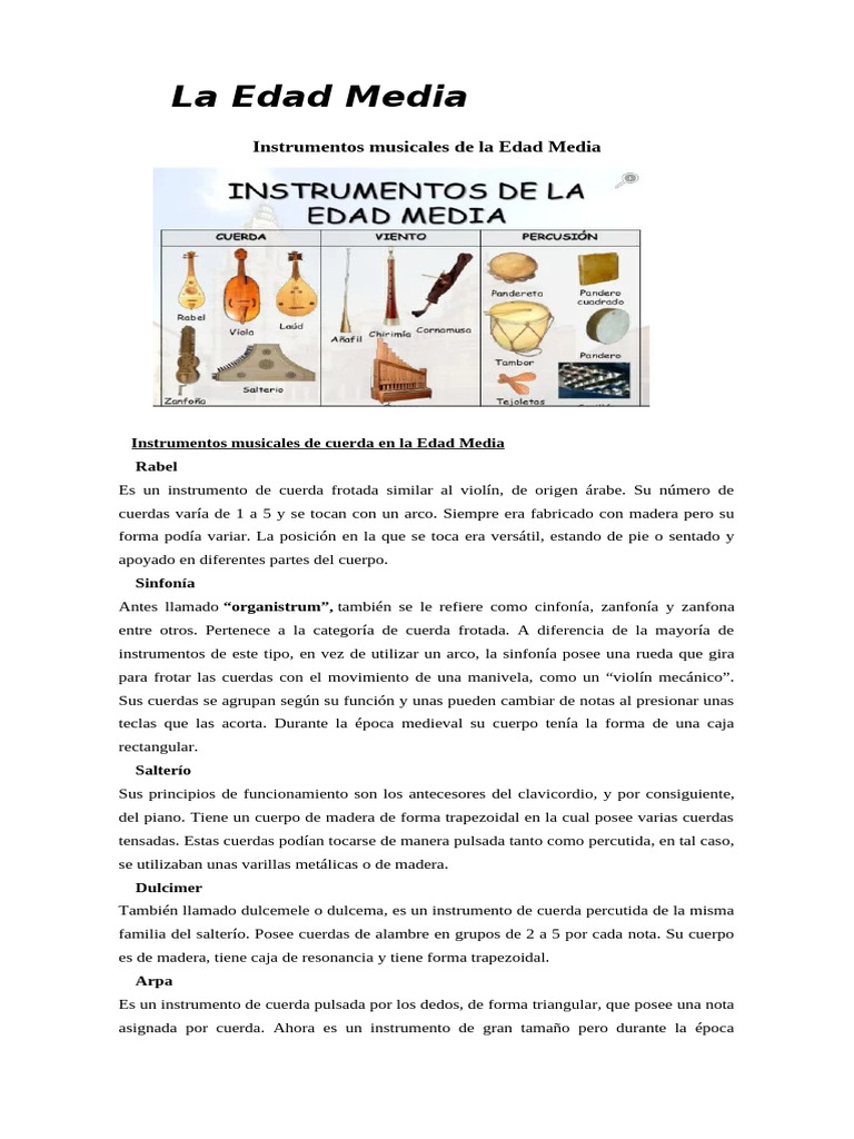 Instrumentos de La Edad Media | PDF | Instrumentos de cuerda ...