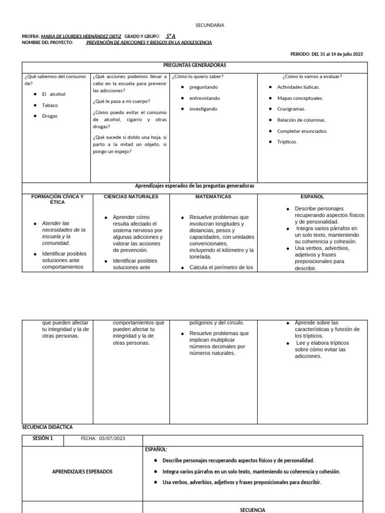 Copia de PROYECTO 2. JULIO | PDF | Adverbio