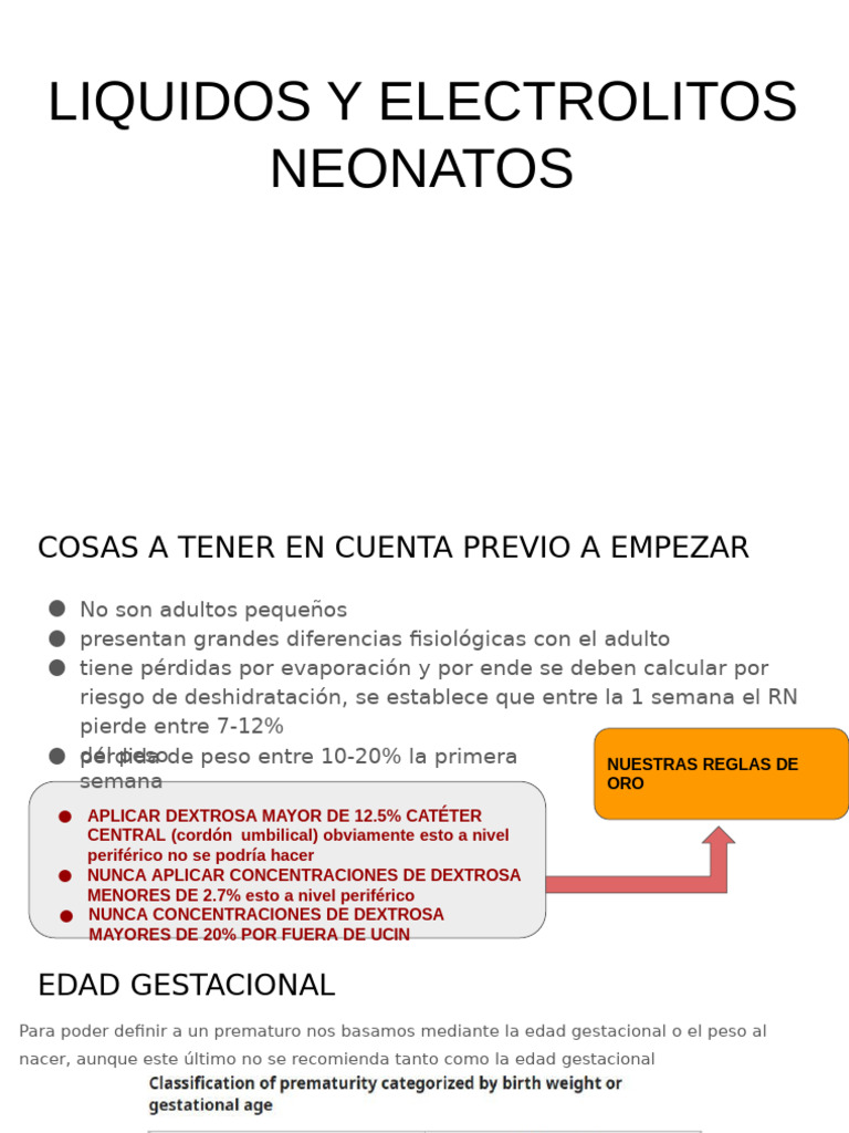 Manejo de Líquidos y Electrolitos en Neonatos | PDF | Infantes ...