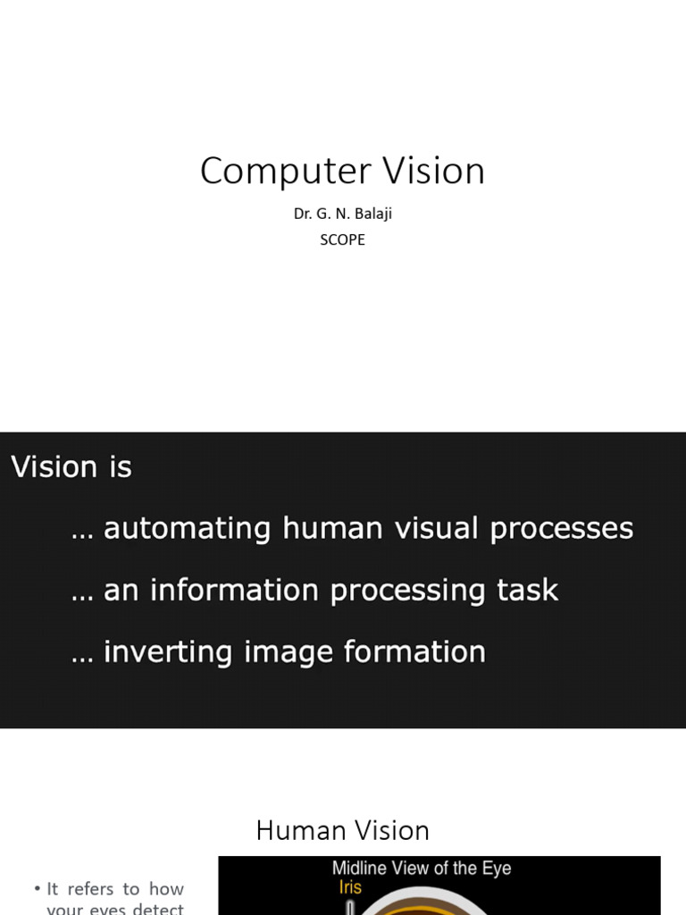 FALLSEM2025-26 VL BCSE407L 00100 TH 2025-07-31 Introduction | PDF | Computer Vision | Image ...