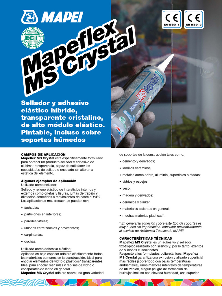 Aplicaciones de Mapeflex MS Crystal | PDF | Extrusión | Lentes