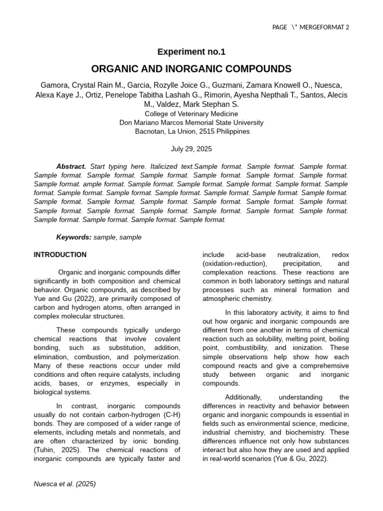 Organic vs Inorganic Compounds Experiment | PDF | Salt (Chemistry ...