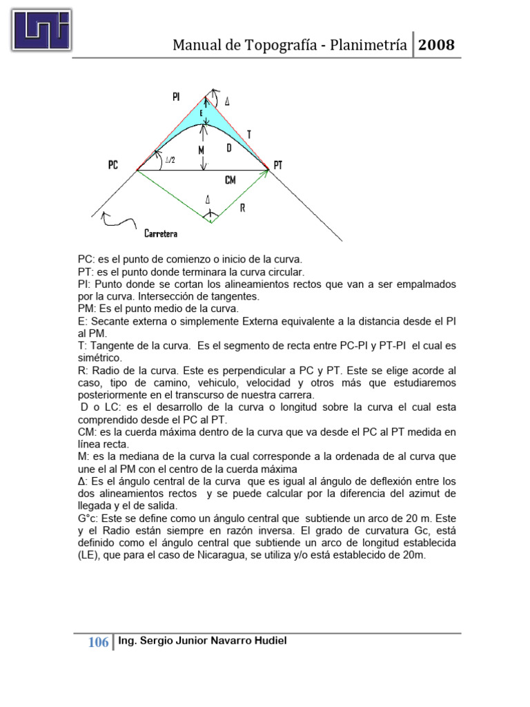Elementos Clave de Curvas en Topografía | PDF
