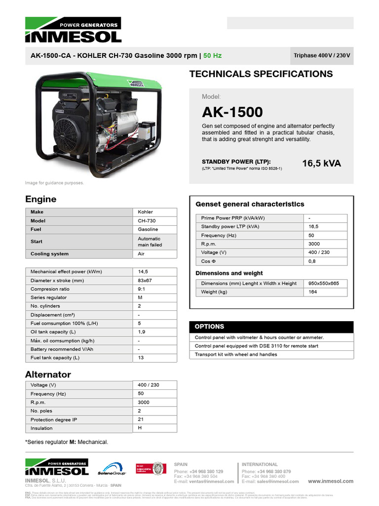 Inmesol Genset Technical Specifications | PDF | Programmable Logic ...