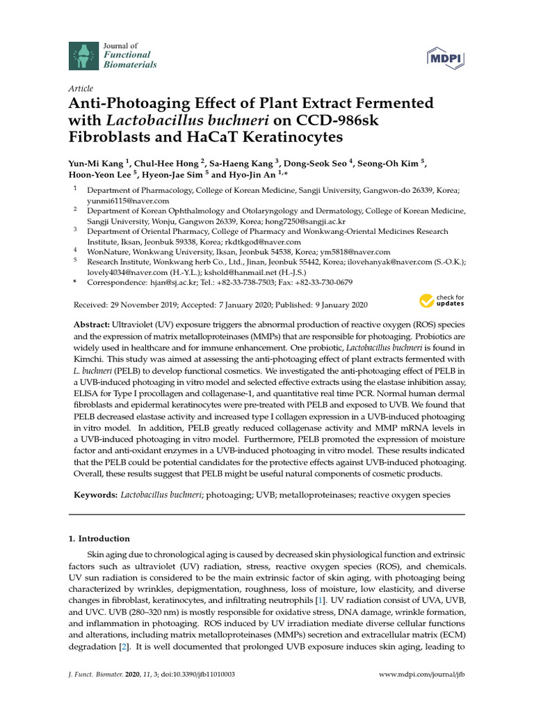 Anti-Photoaging Effect of Plant | PDF | Biology | Biochemistry