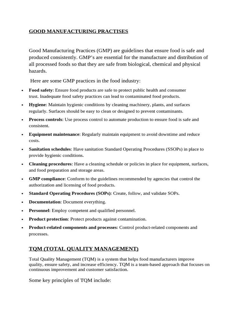 UNIT 3 Risk Assessment, TQM & GMP | PDF | Food Safety | Risk