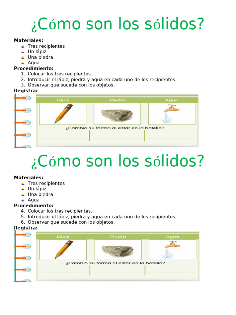Tres objetos sólidos y sus propiedades | PDF