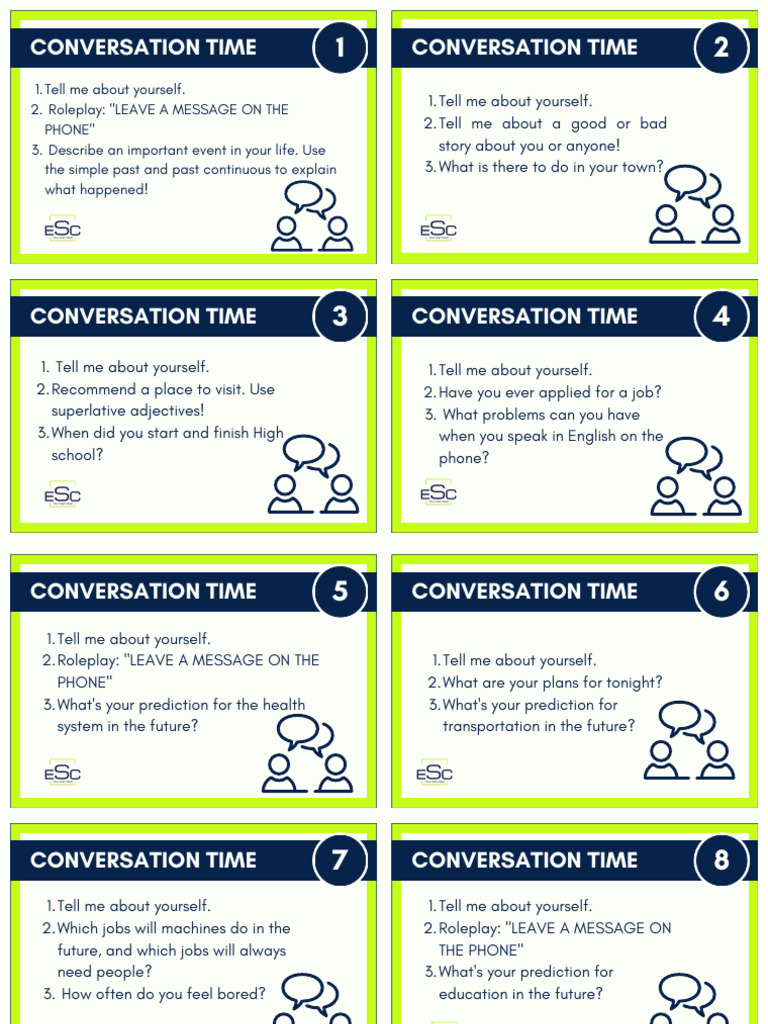 Speaking Flashcards for Conversation Practice | PDF