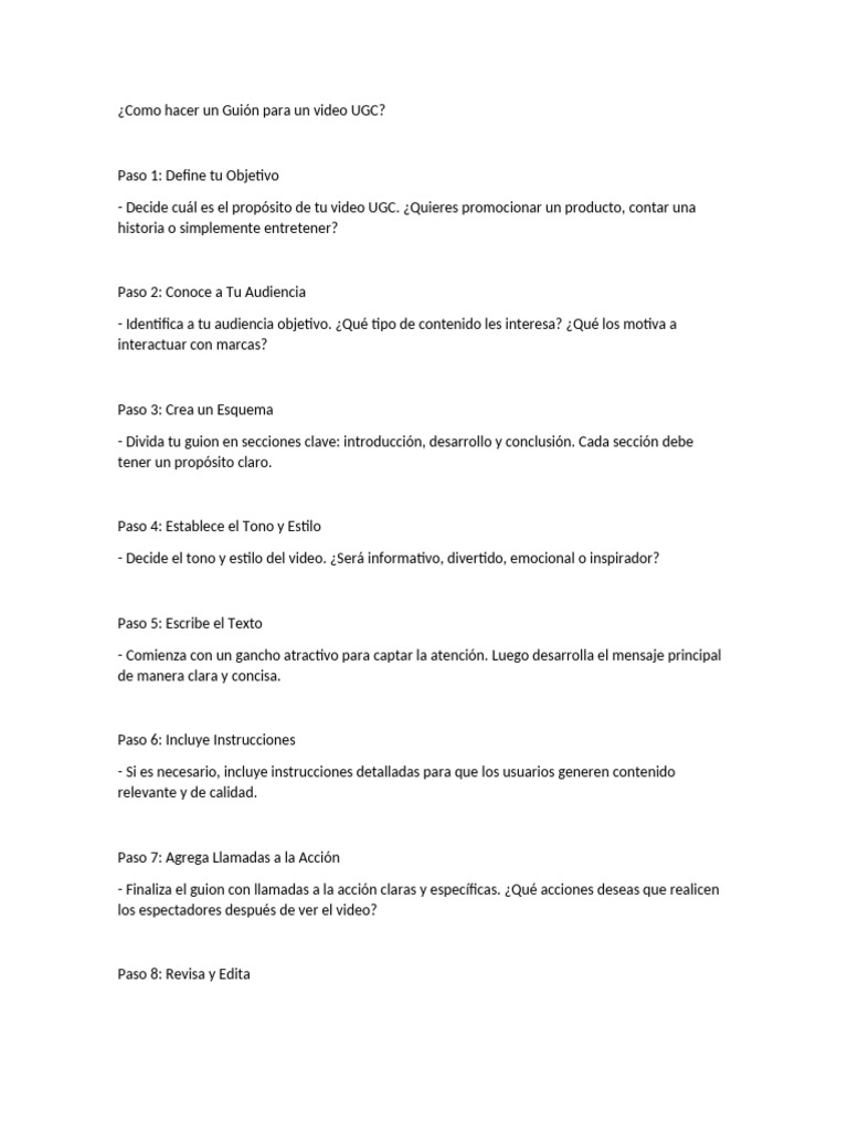 Como Hacer Un Guión para Un Video UGC | PDF