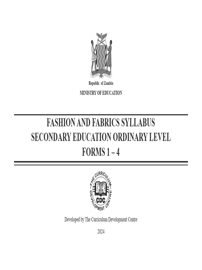 Zambia Fashion and Fabrics Syllabus | PDF | Textiles | Sewing