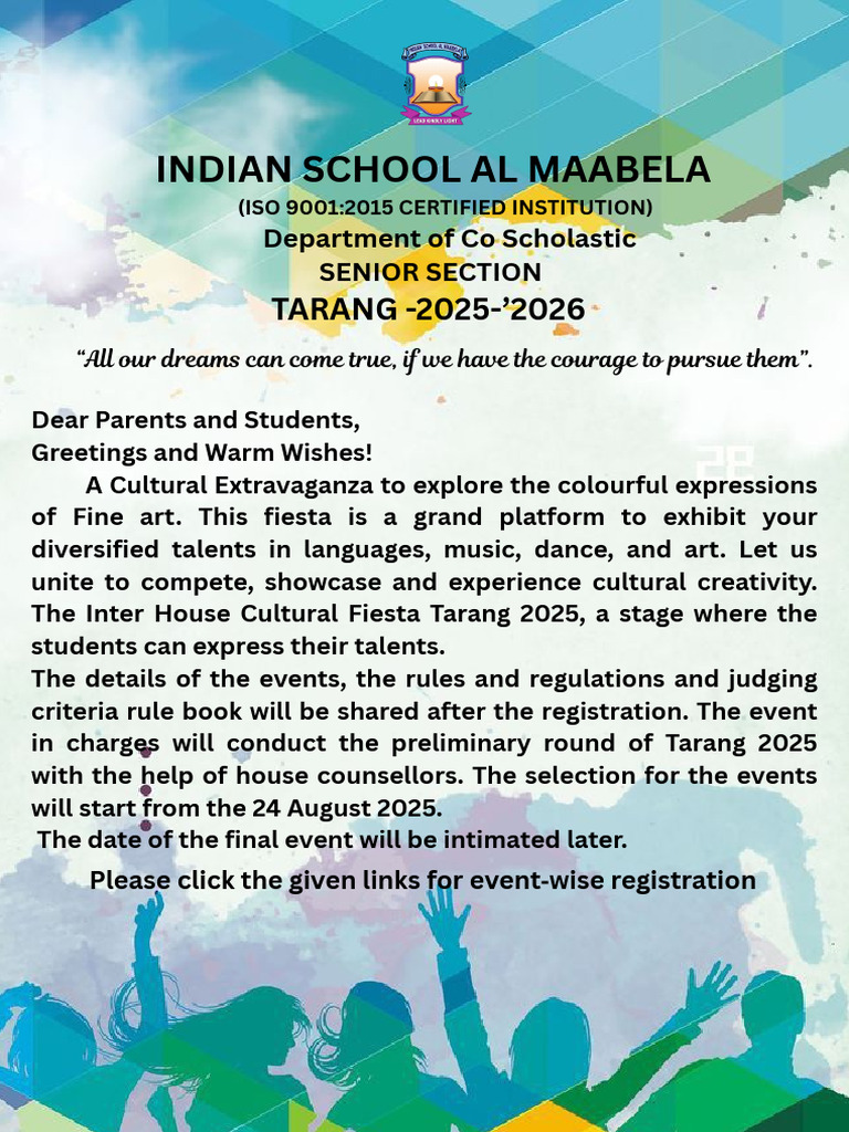 Senior Section Tarang - 2025-'26 | PDF | Dances | The Arts