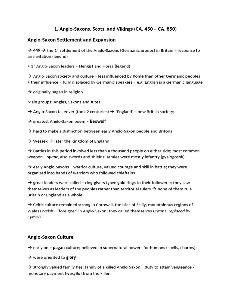 Anglo-Saxons and Scots: A Historical Overview | PDF | Anglo Saxons ...