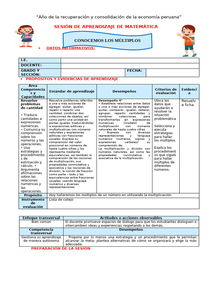 4° Ses Mate Juev 21 Los Multiplos FB Maestras de Primaria Peru ...