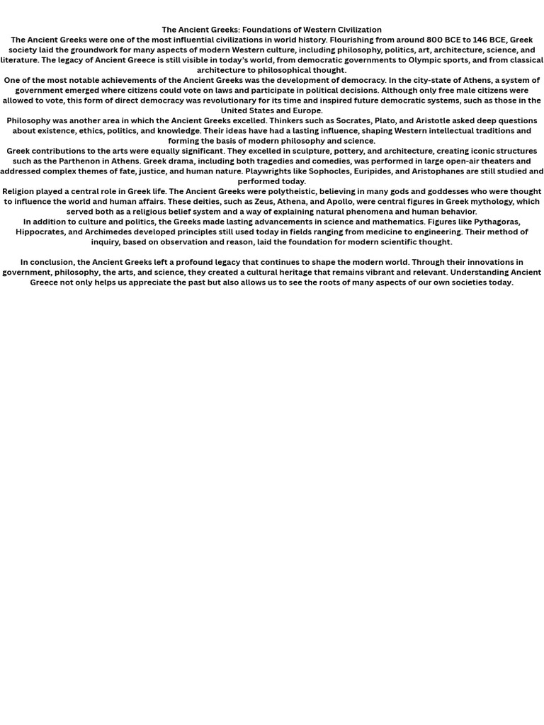 Ancient Greece's Lasting Legacy | PDF | Ancient Greece | Science