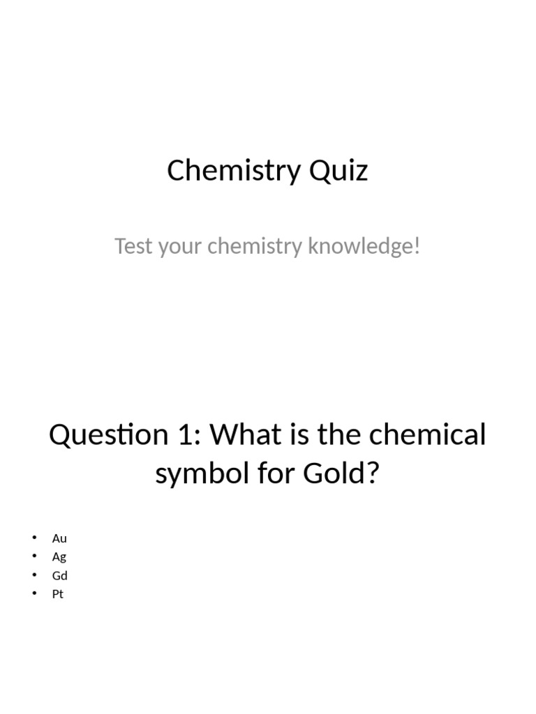 Chemistry Quiz | PDF