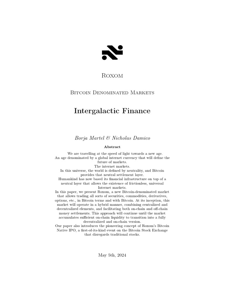 Roxom: Bitcoin-Denominated Markets | PDF | Bitcoin | Cryptocurrency