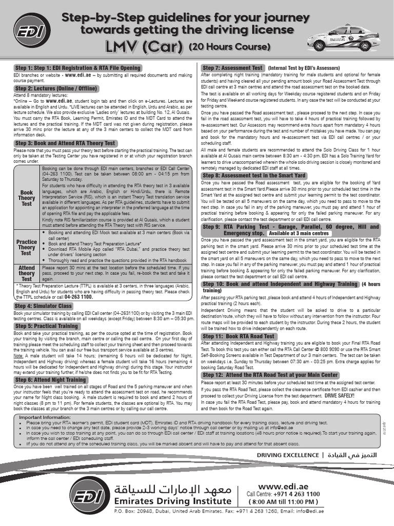 LMV Training Course Guidelines | PDF | Parking | Driver's License
