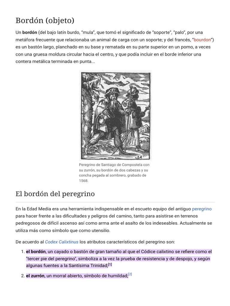 Bordón (Objeto) - Wikipedia, La Enciclopedia Libre | PDF | Peregrinaje