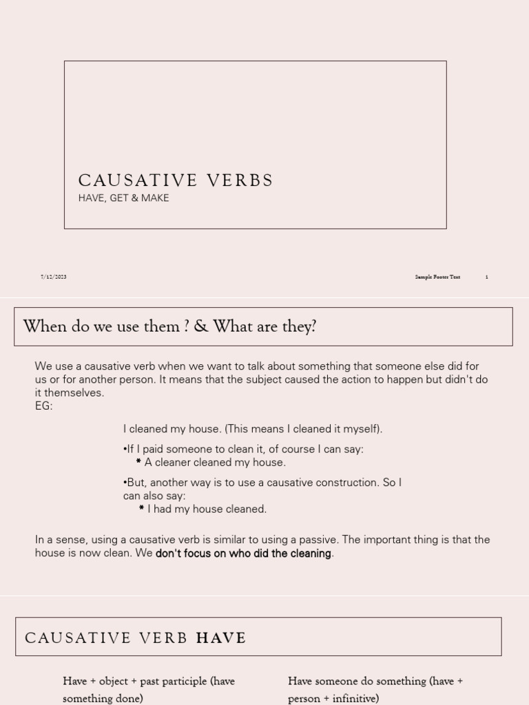 CAUSATIVE VERBS Make Have and Get | PDF | Verb | Language Mechanics