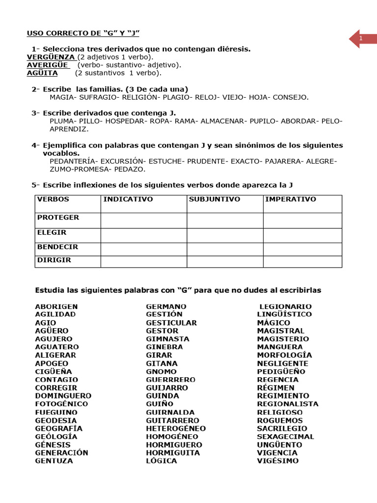 Actividades de Uso Correcto de G J | PDF