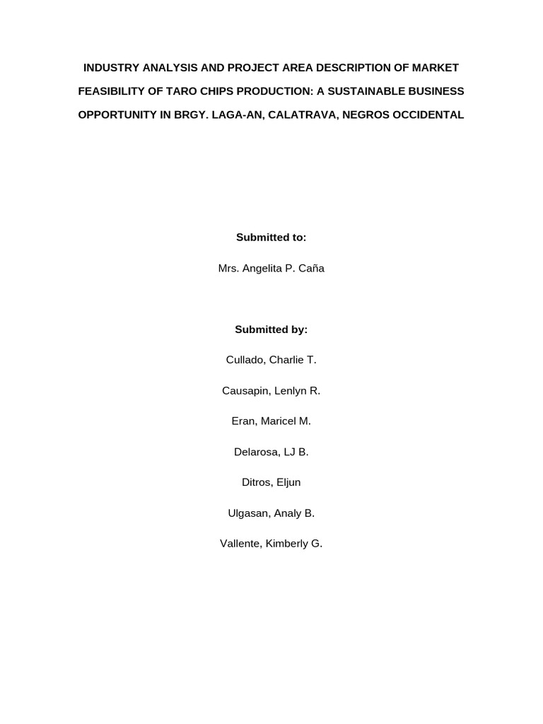 Taro Chips Production Business Plan | PDF | Agriculture | Sustainable ...